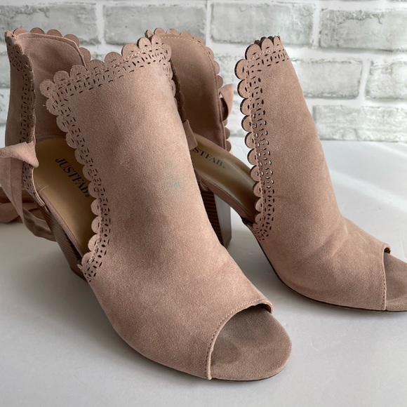 JustFab | Shoes | Just For Fun Scalloped Open Toe Bootie | Poshmark